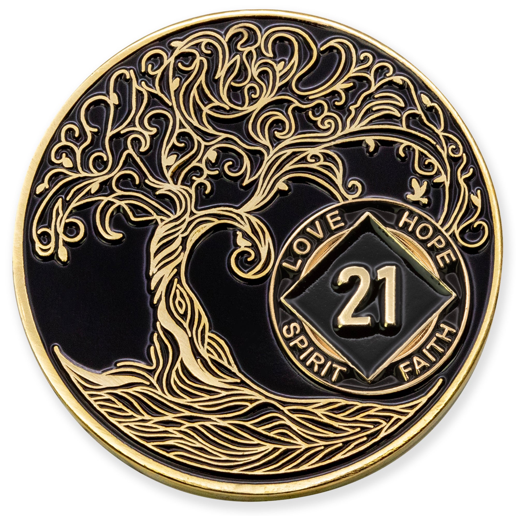 21 Year Twisted Tree of Life Sobriety Mint NA Medallion/Chip/Coin Black ...
