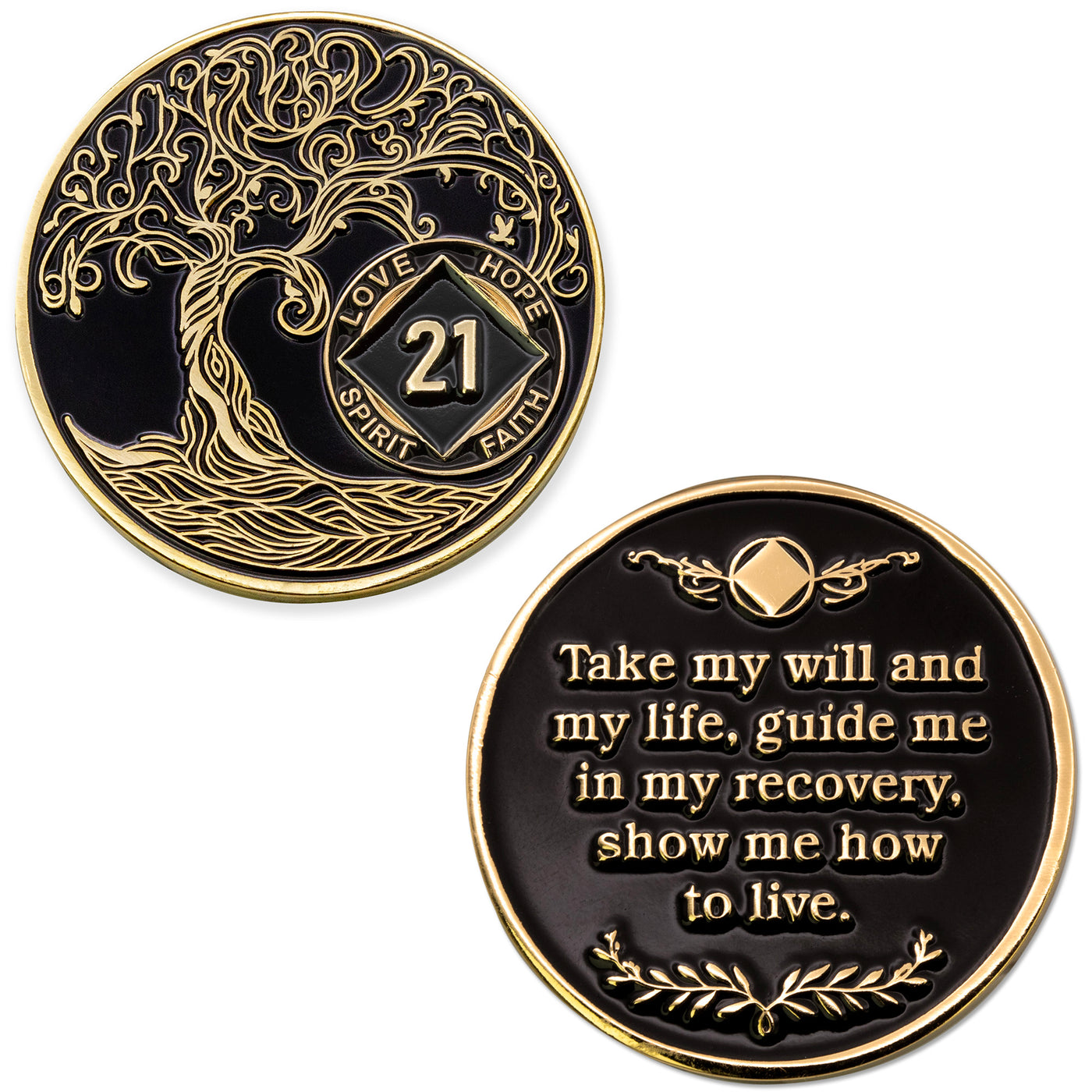 21 Year Twisted Tree of Life Sobriety Mint NA Medallion/Chip/Coin Black ...