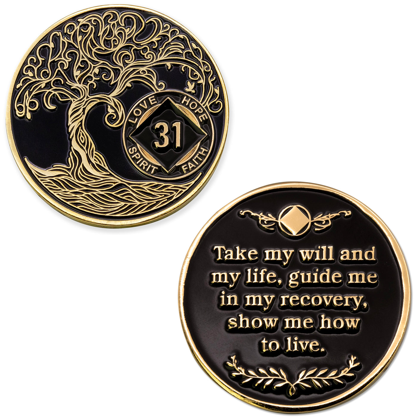31 Year Twisted Tree of Life Sobriety Mint NA Medallion/Chip/Coin Black ...