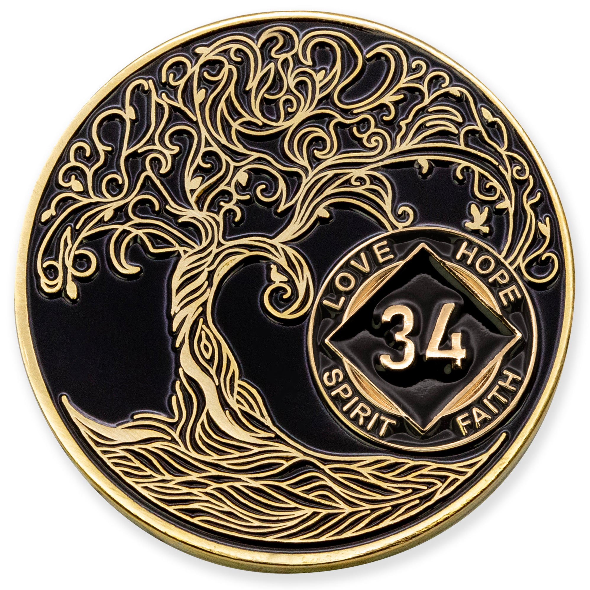 34 Year Twisted Tree of Life NA Medallion/Chip/Coin + Velvet Box ...