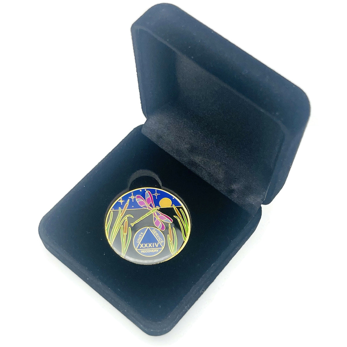 Dragonfly 9th Step 34 Year Specialty AA Recovery Coin + Velvet Case ...