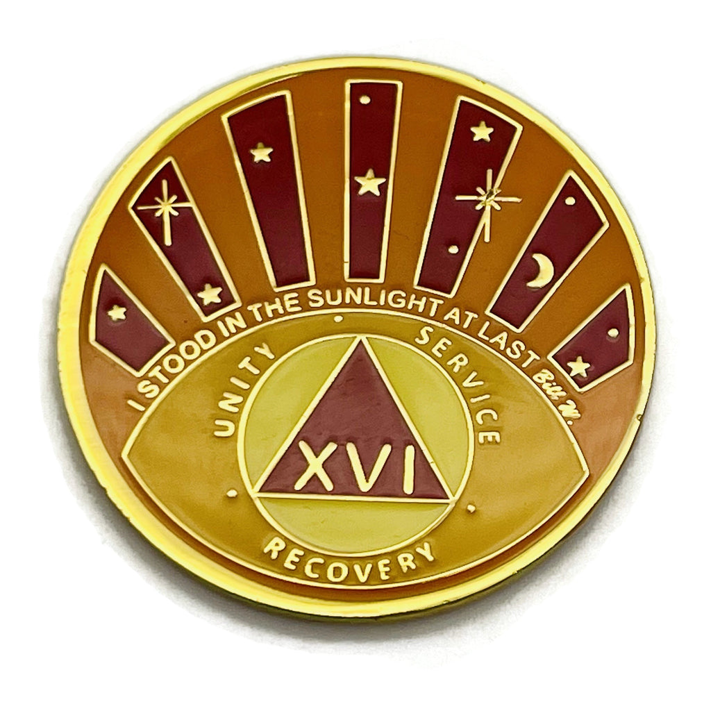16 Year AA Medallions - Sixteen Year Alcoholics Anonymous Coins and ...
