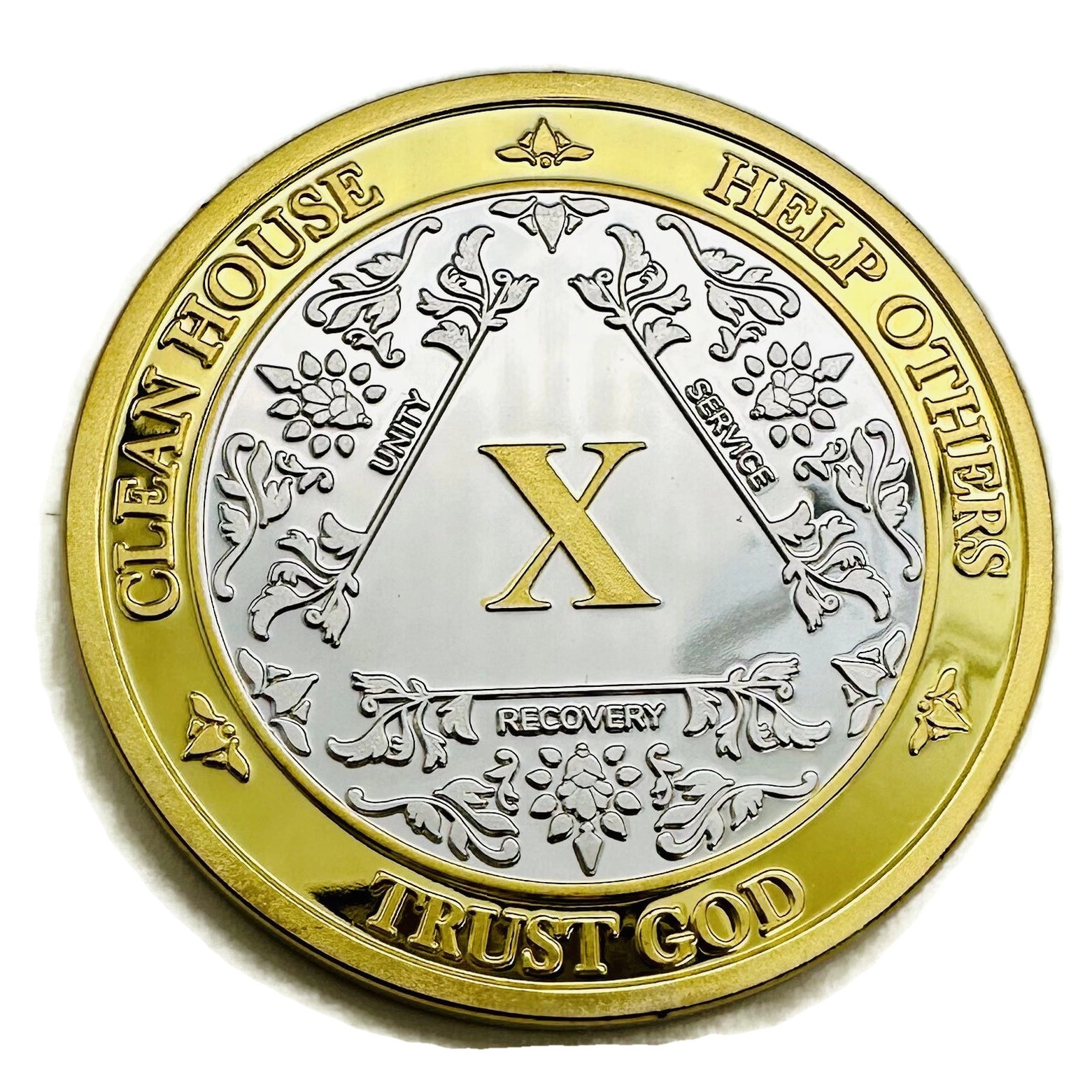 1 to 50 Year 40mm Gold & Silver AA Bi-Plate Fancy Medallion/Chip/Coin ...
