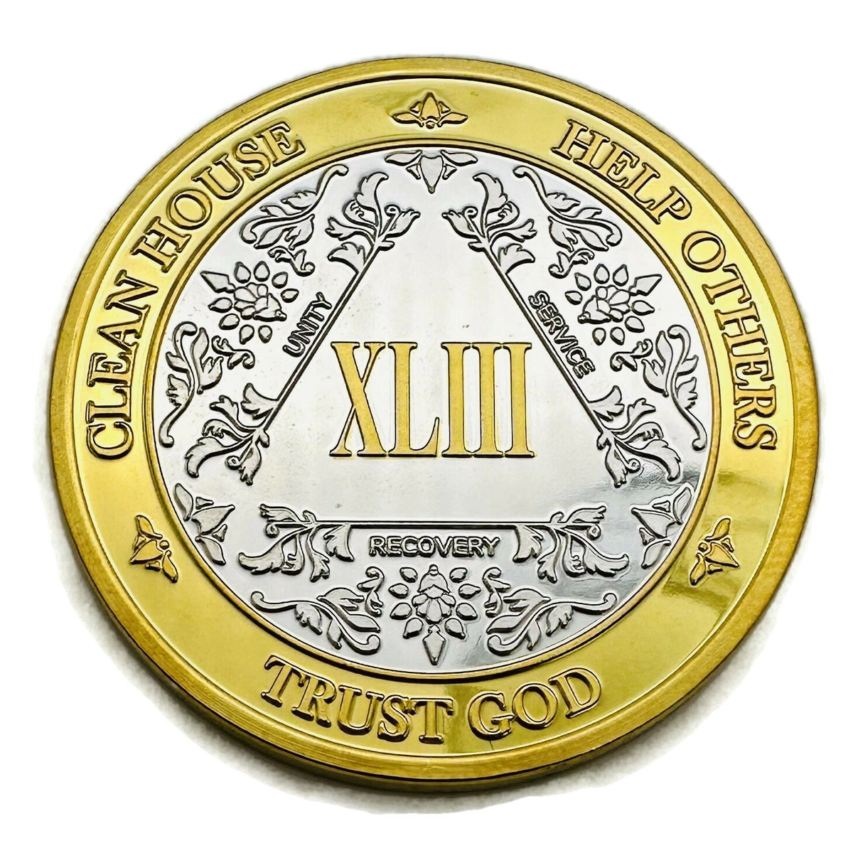 24K Gold & Sterling Silver 43 Year AA Medallion - Bi-Plate Fancy Chip ...
