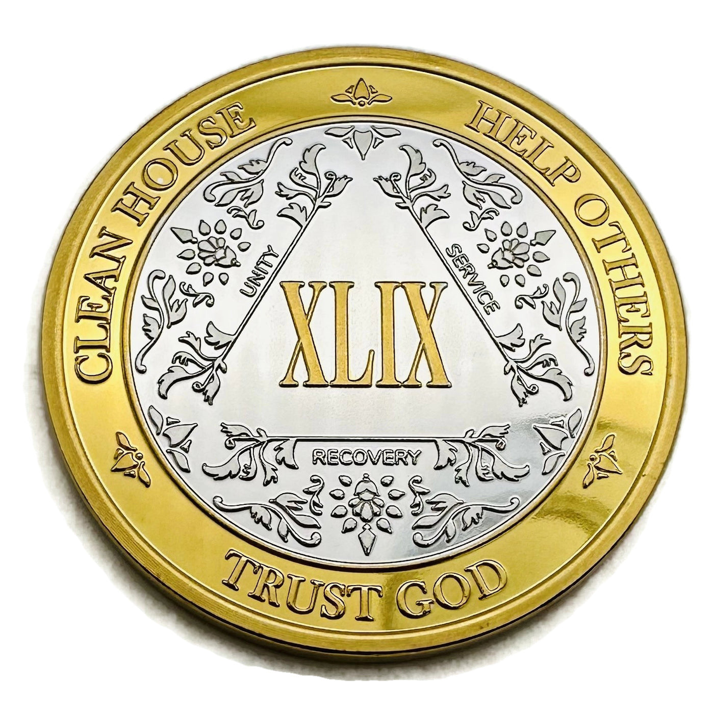 1 to 50 Year 40mm Gold & Silver AA Bi-Plate Fancy Medallion/Chip/Coin ...