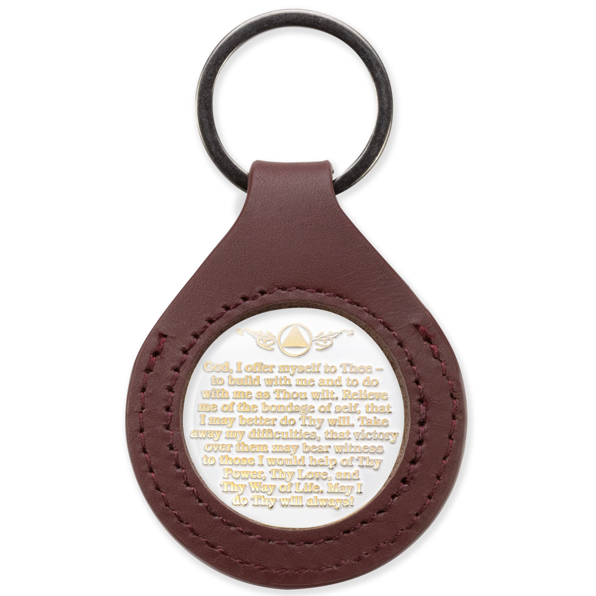34mm Red Leather AA Medallion Keychain - Sober Chip/Coin/Token Holder ...