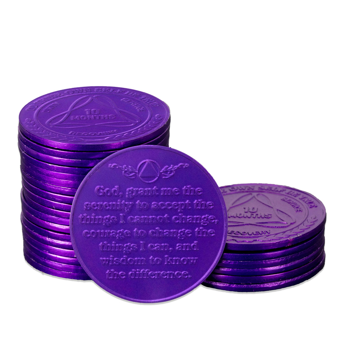 25 Pack Sobriety Mint Aluminum AA Meeting Newcomer Chips - 10 Months ...