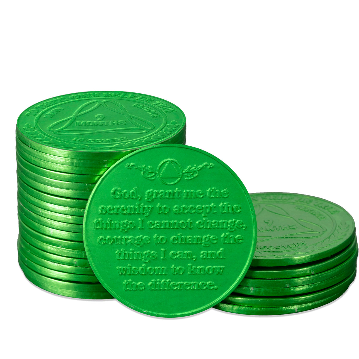 25 Pack Sobriety Mint Aluminum AA Meeting Newcomer Chips - 9 Months ...