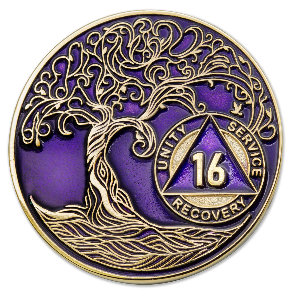 16 Year AA Medallions - Sixteen Year Alcoholics Anonymous Coins and ...