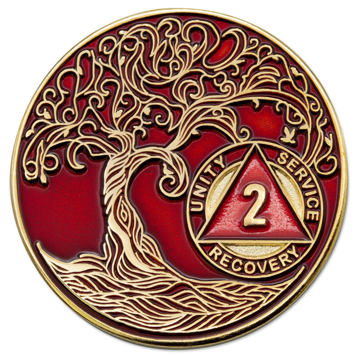 2 Year Twisted Tree of Life Sobriety Mint AA Medallion/Chip/Coin Red ...