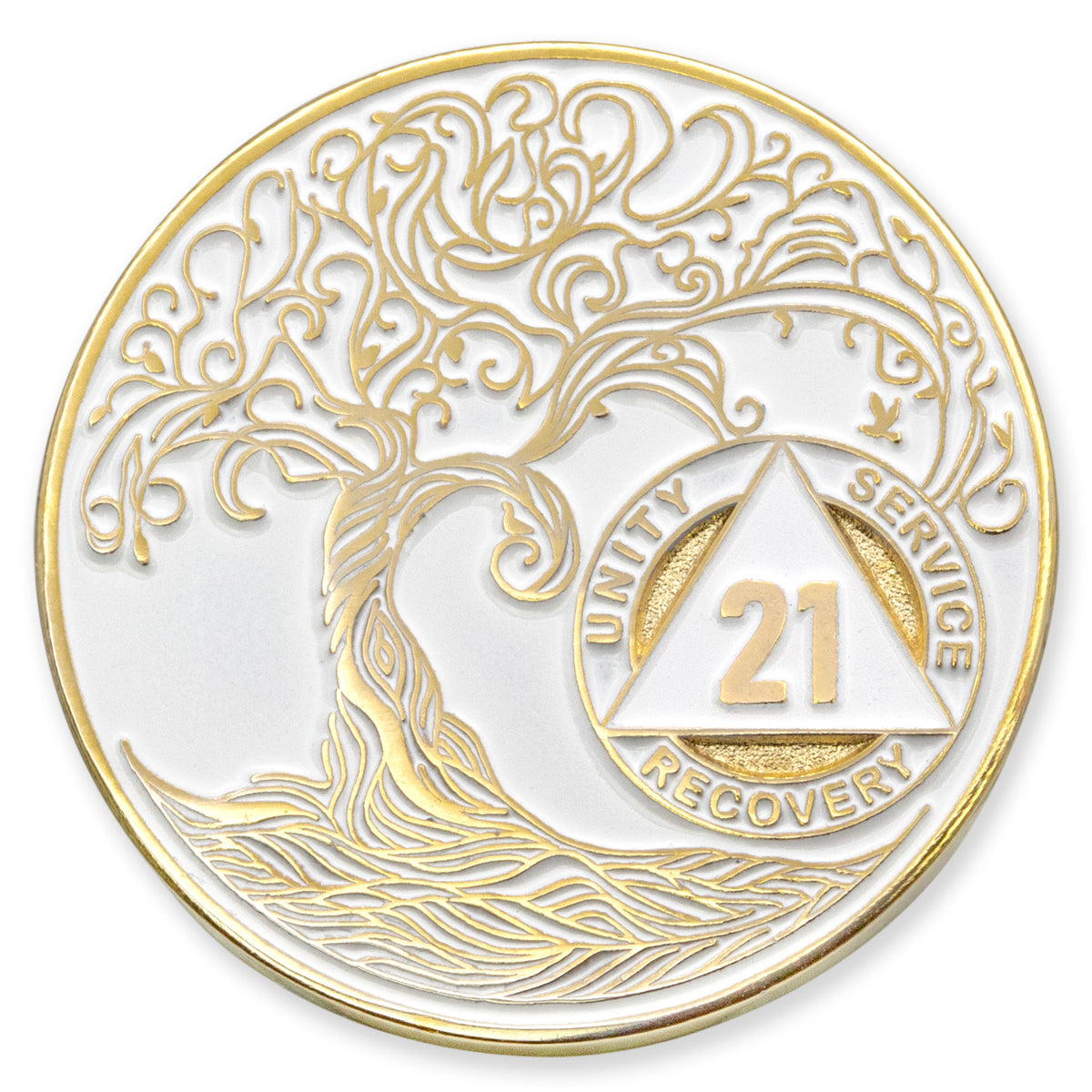 21 Year Twisted Tree of Life Sobriety Mint AA Medallion/Coin White — AA ...