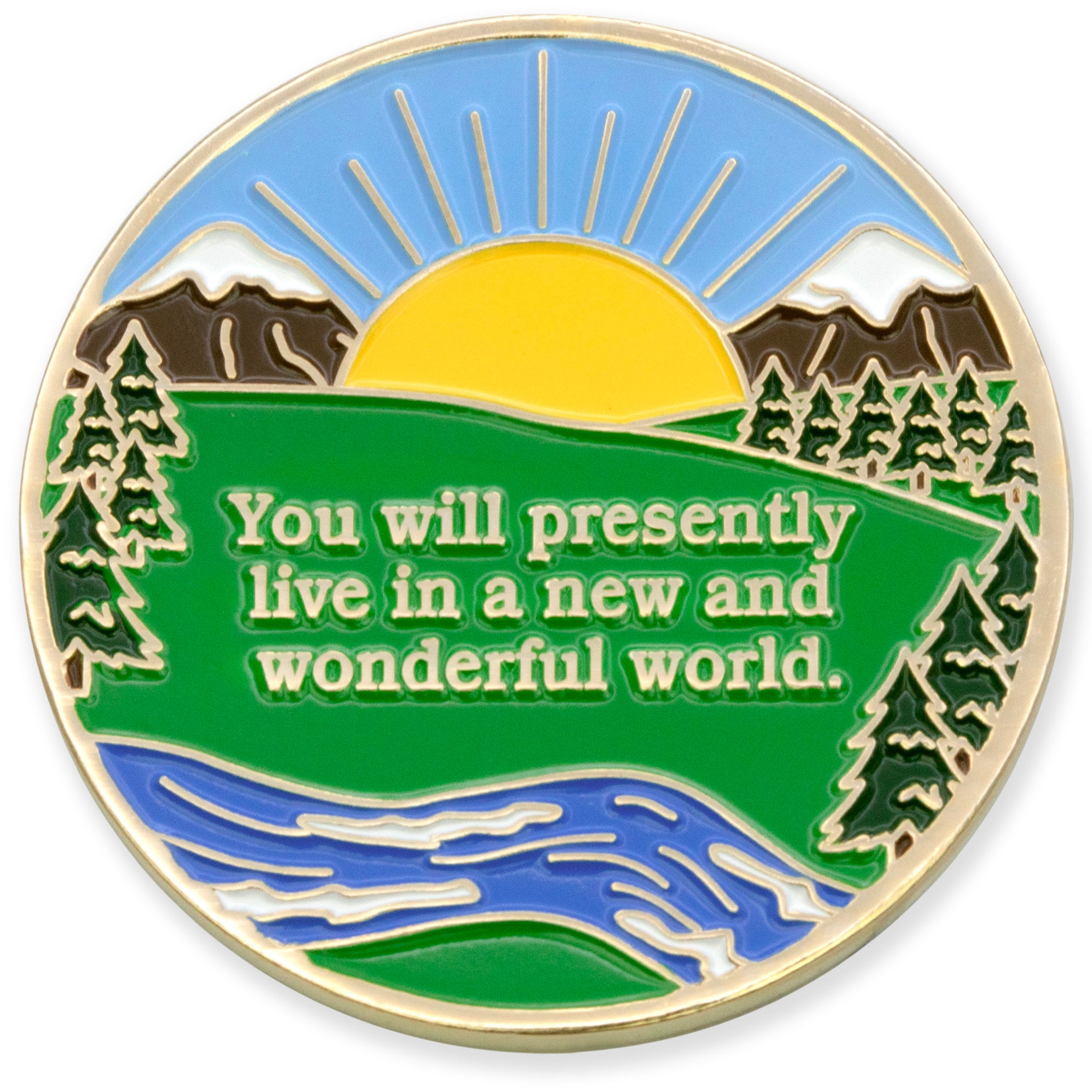 1 to 65 Year Sobriety Mint Winding River Gold Plated AA Recovery Coin ...
