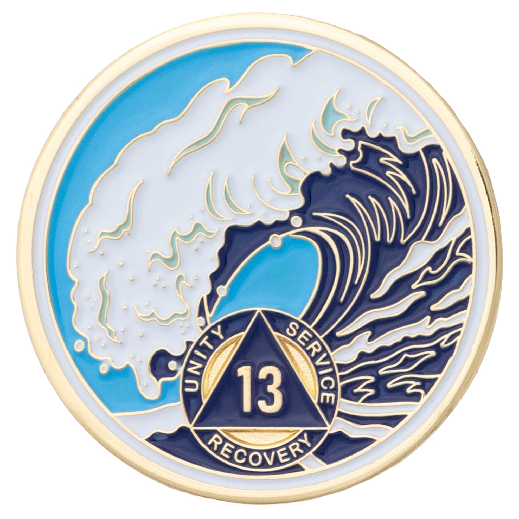 13 Year Sobriety Mint Crashing Wave AA Recovery Medallion Chip Coin ...