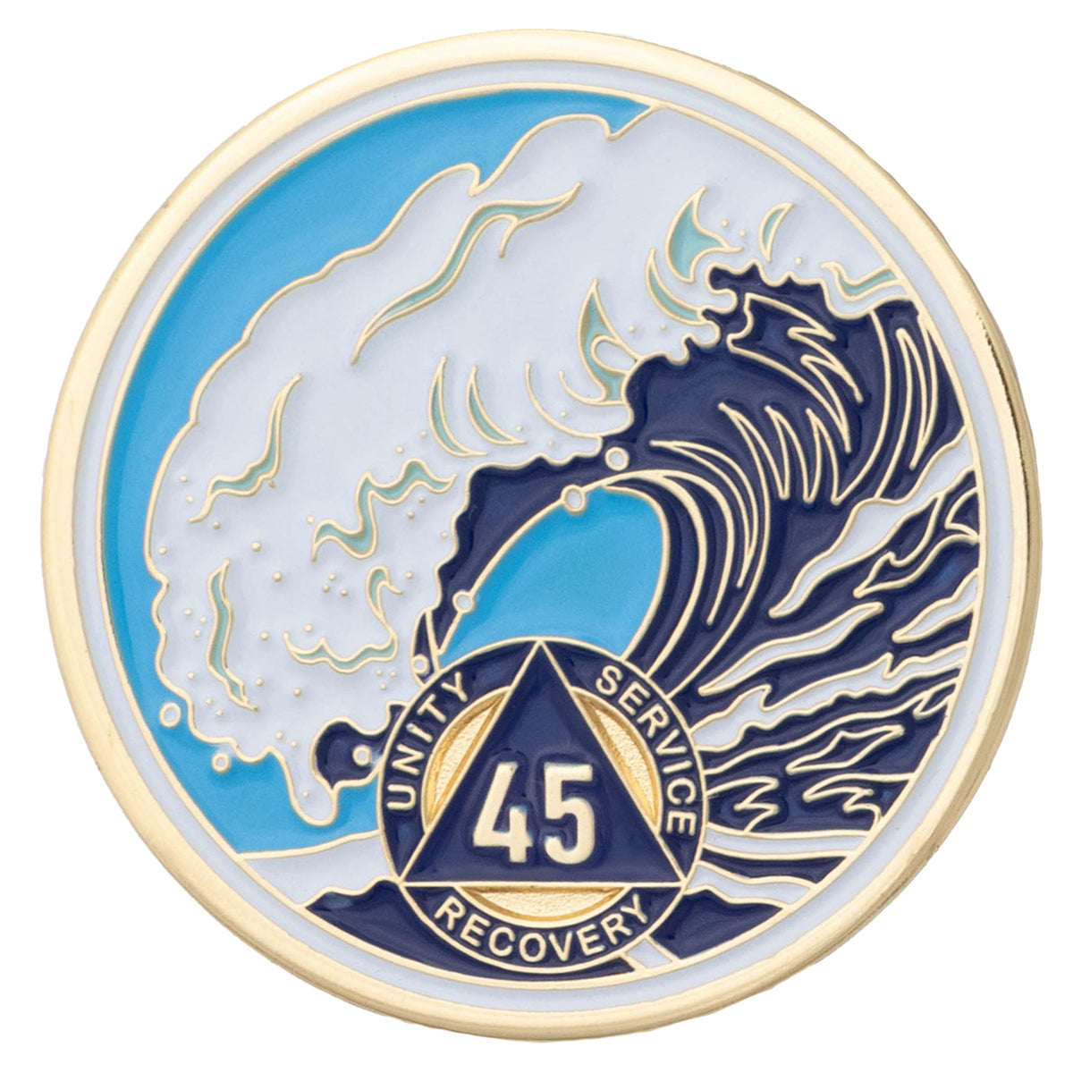 45 Year Sobriety Mint Crashing Wave AA Recovery Medallion Chip Coin ...