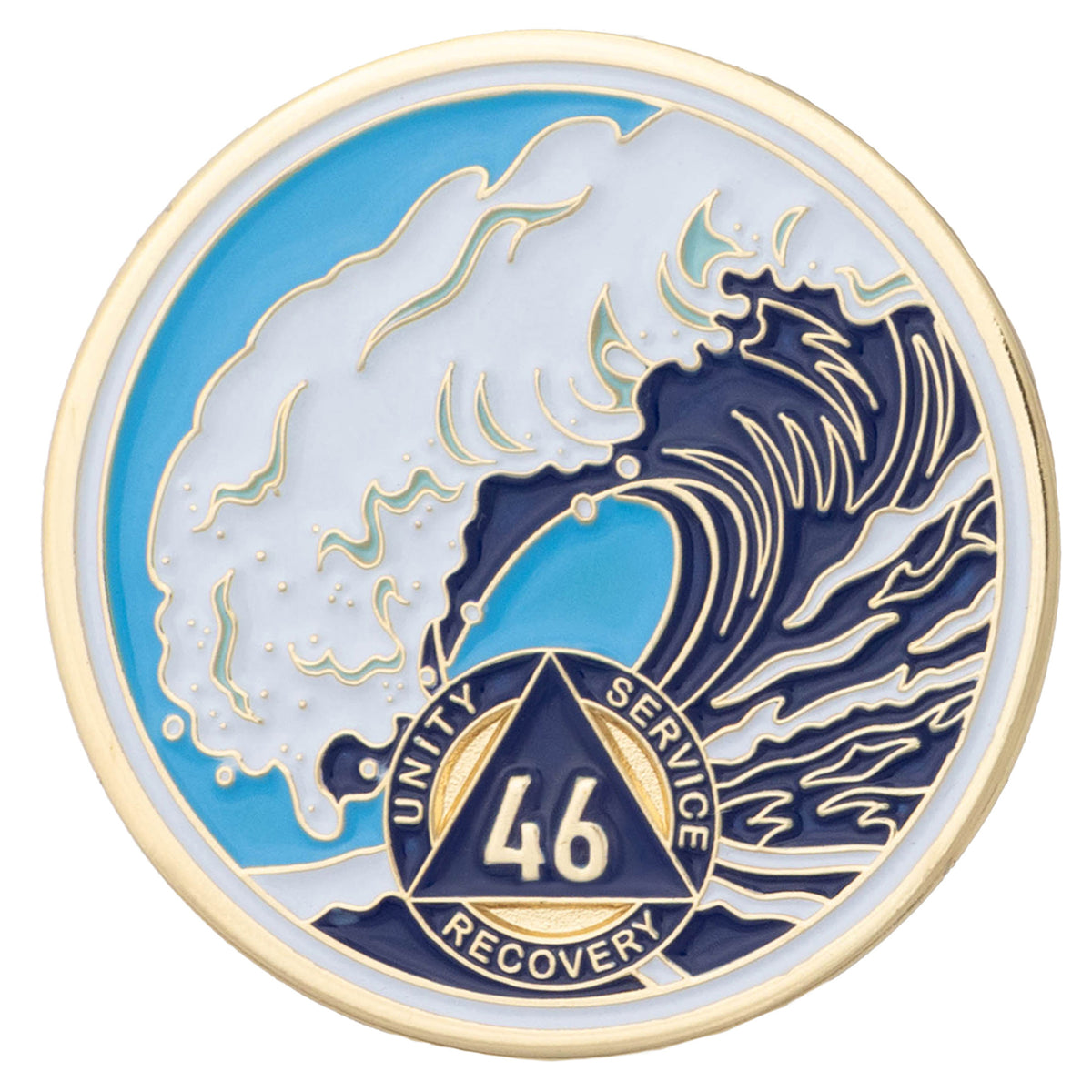 46 Year Sobriety Mint Crashing Wave AA Recovery Medallion Chip Coin ...