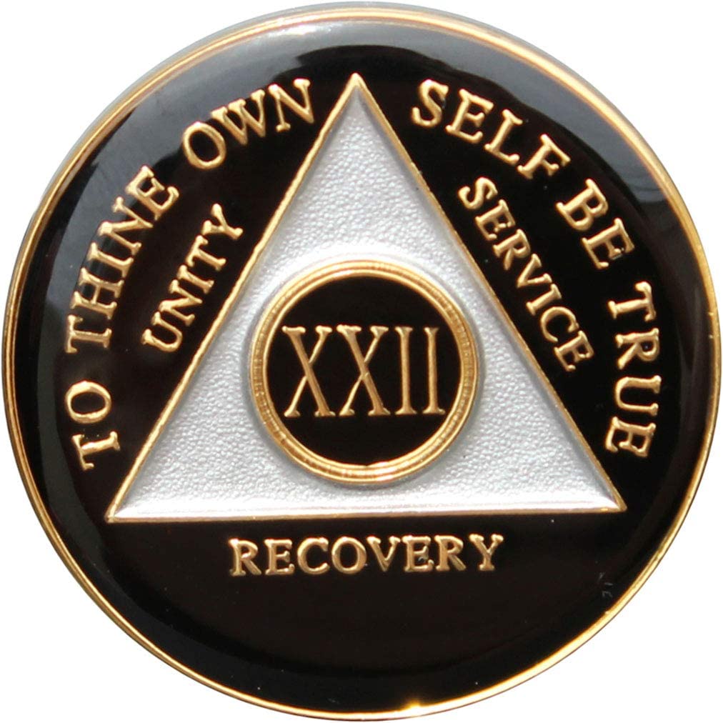 Recovery Mint 22 Year AA Medallion - Tri-Plate Chip/Coin/Token - Black ...