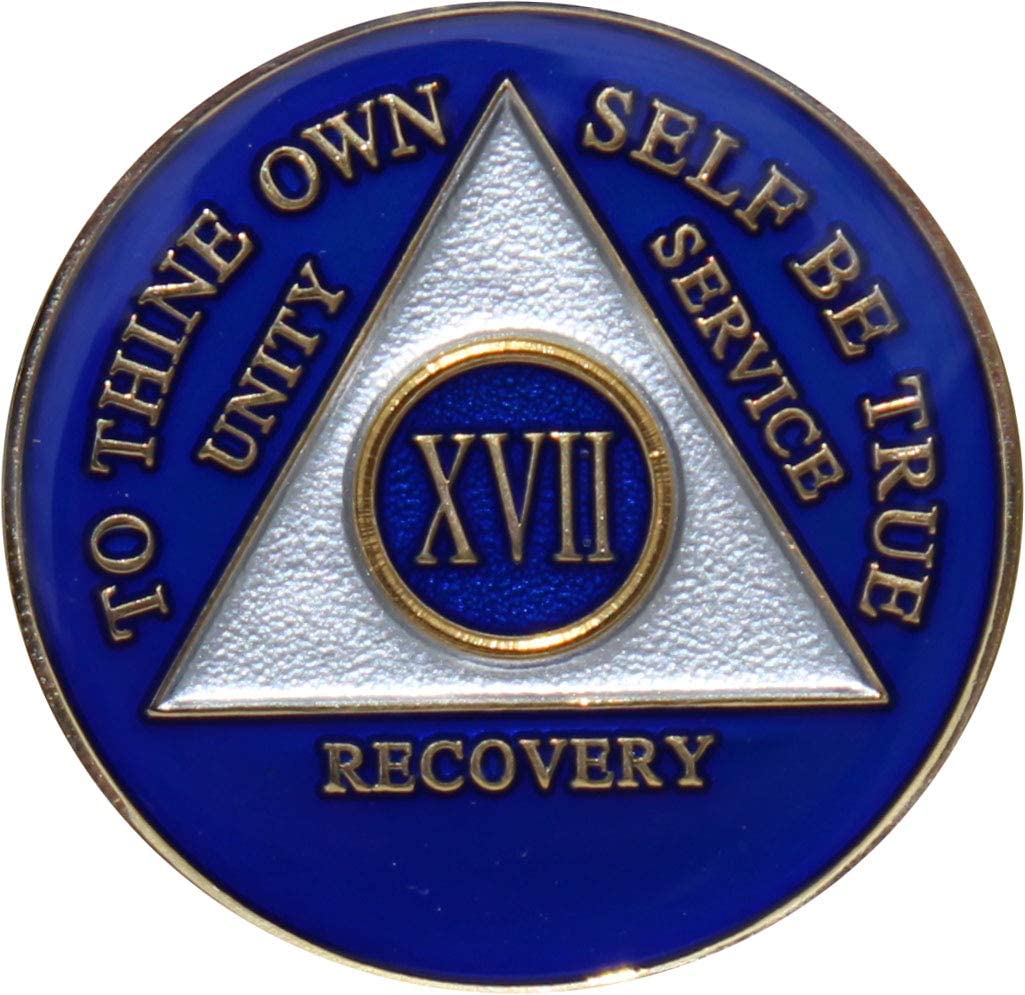 Recovery Mint 17 Year AA Medallion - Anniversary Chip/Coin/Token - Blue ...