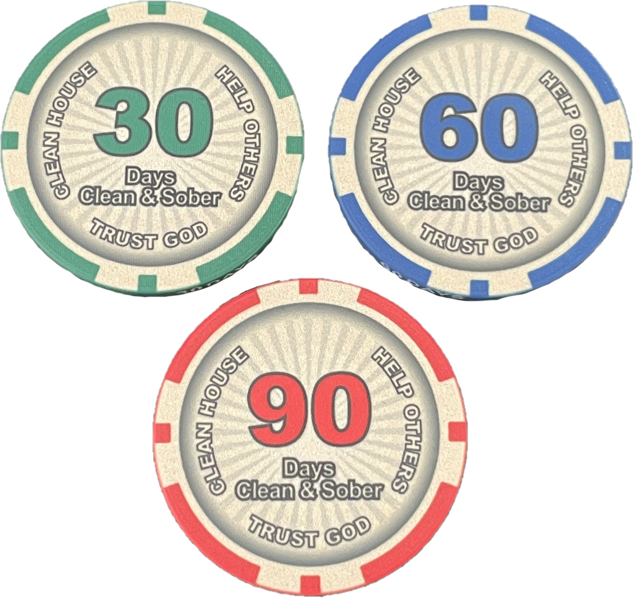 Poker Chip Style AA Meeting Chips - 1 to 11 Months Sobriety Coins — AA ...