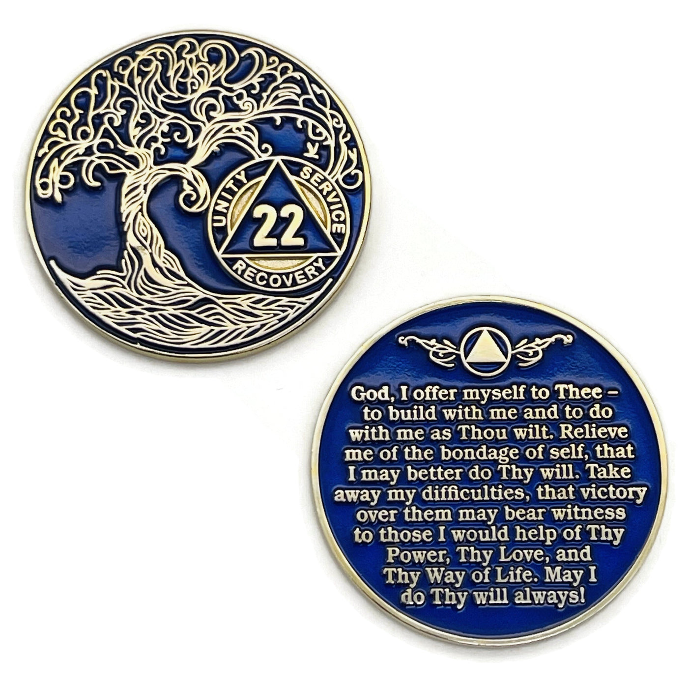 22 Year Twisted Tree of Life AA Medallion/Chip/Coin Blue + Velvet Box ...