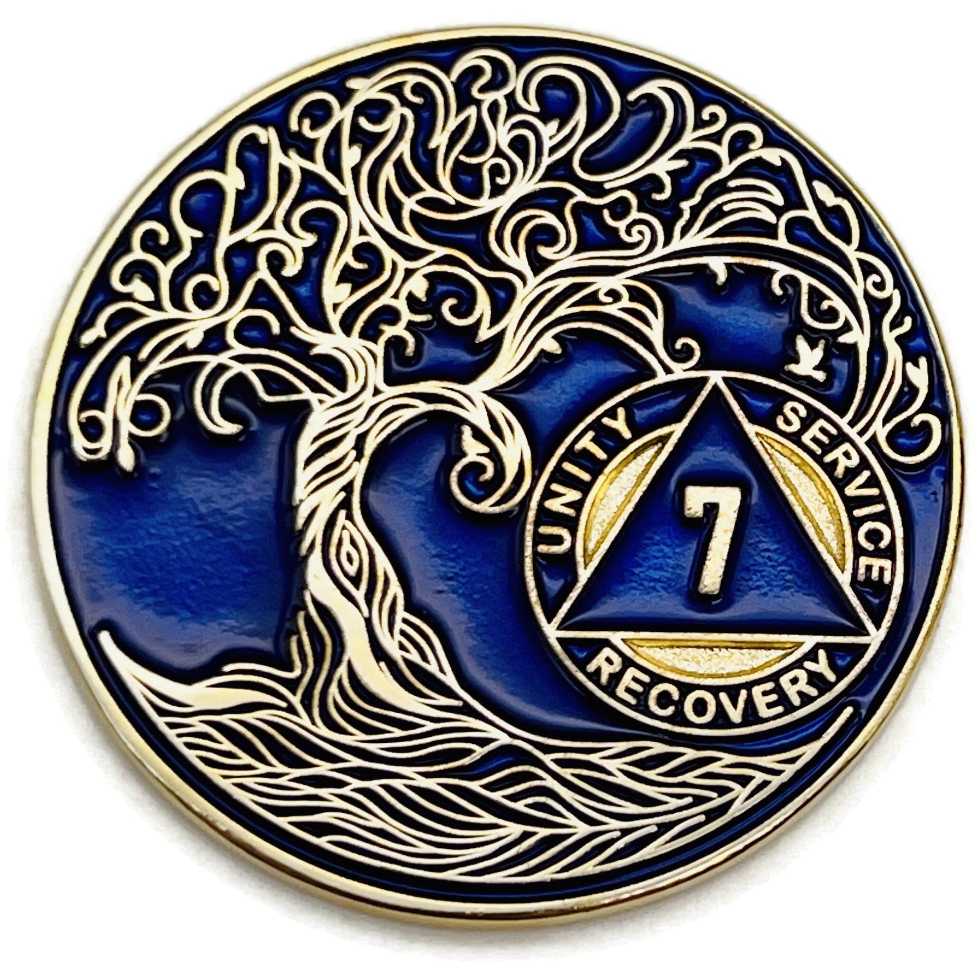 7 Year Twisted Tree of Life AA Medallion/Chip/Coin - Blue + Velvet Box ...