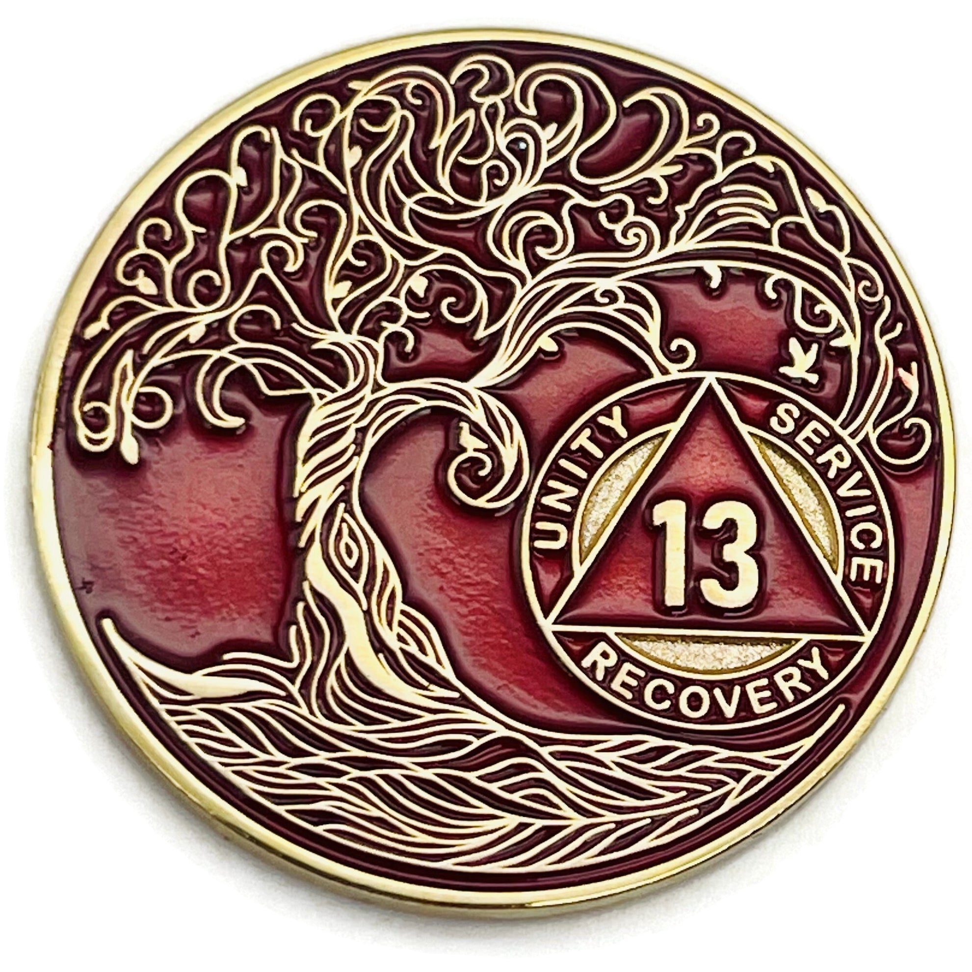 13 Year Twisted Tree of Life AA Medallion/Chip/Coin - Red + Velvet Box ...