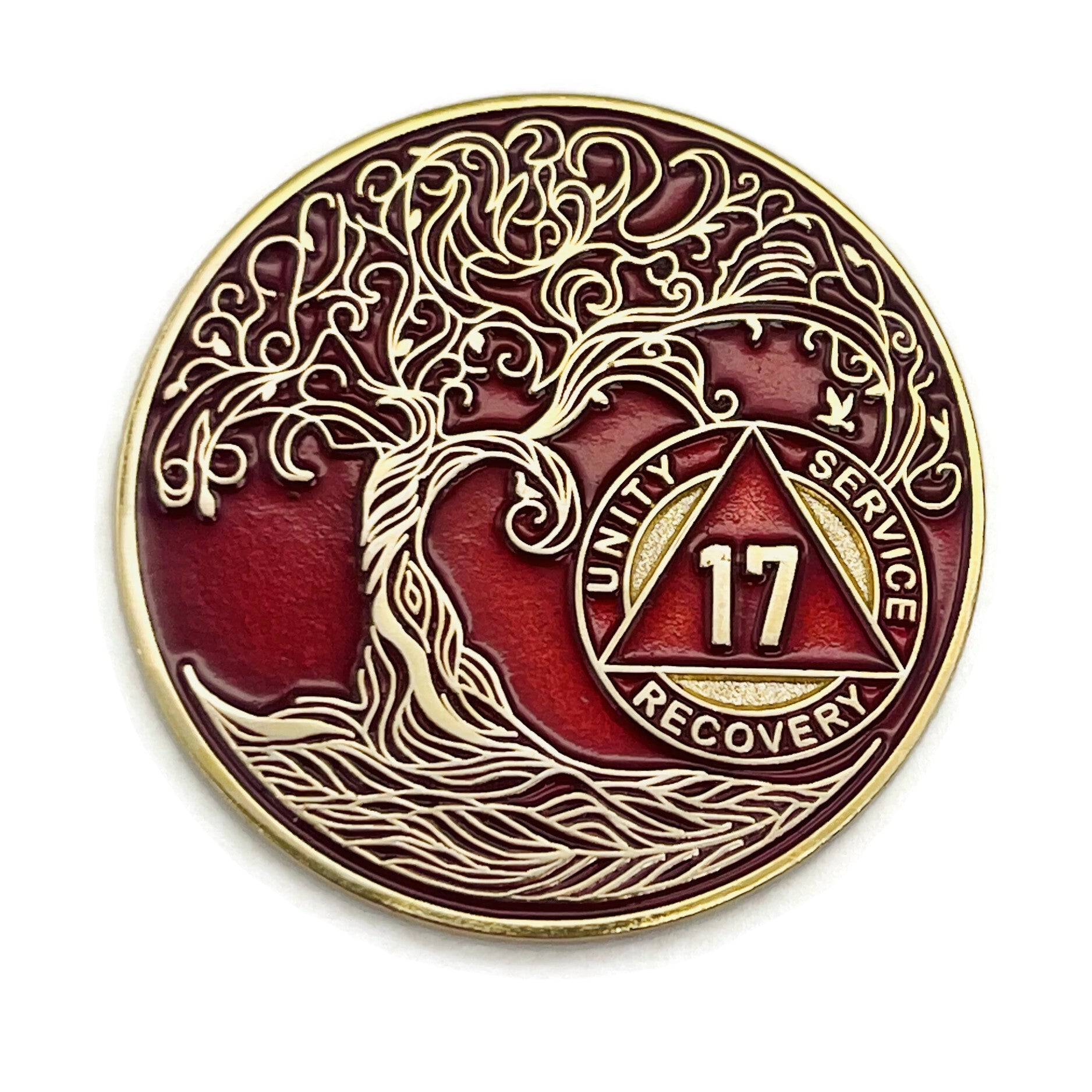 17 Year Twisted Tree of Life AA Medallion/Chip/Coin - Red + Velvet Box ...